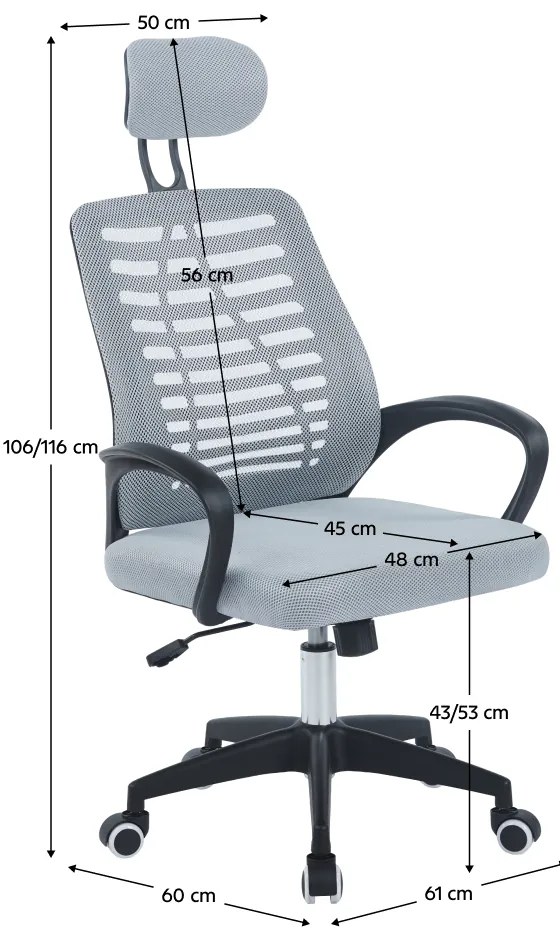 Ergonomická kancelářská židle SONA - šedá síťovina