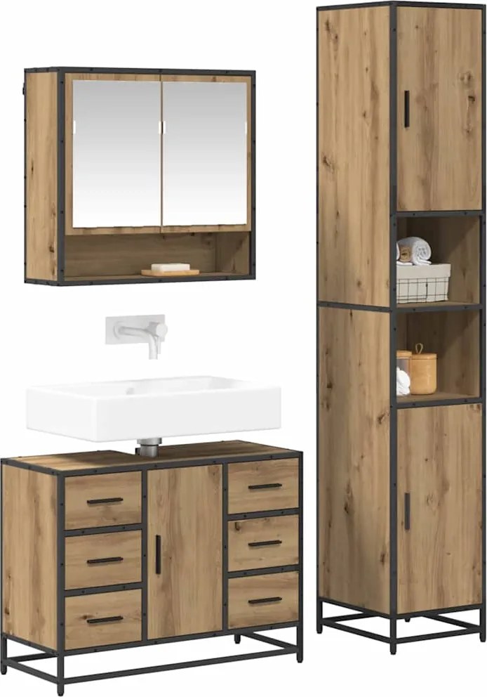 Sada koupelnového nábytku 3 ks Artisanový dub 90 x 33 x 60 cm 3402486