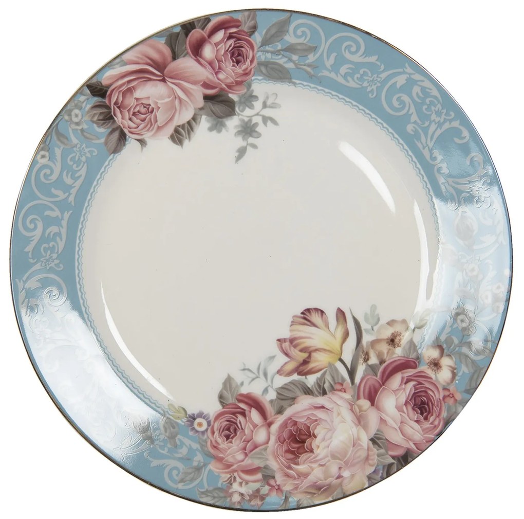 Porcelánový jídelní talíř se zlatou linkou Peony Rosé - Ø 26*2 cm