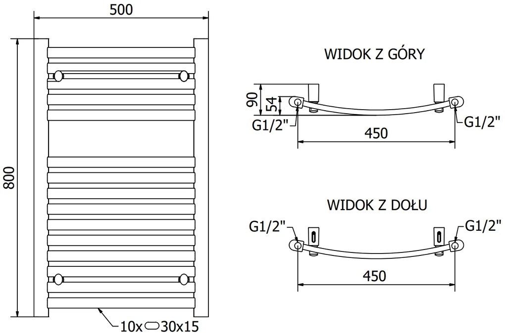 Mexen Helios, elektrické topné těleso 800 x 500 mm, 600 W, černá, W103-0800-500-2600-70