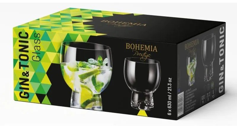 BOHEMIA PRESTIGE GIN TONIC SKLENICE 630ML SADA 6KS