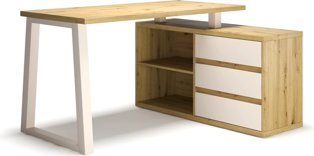 Rohový psací stůl IWO II Artisan bílá