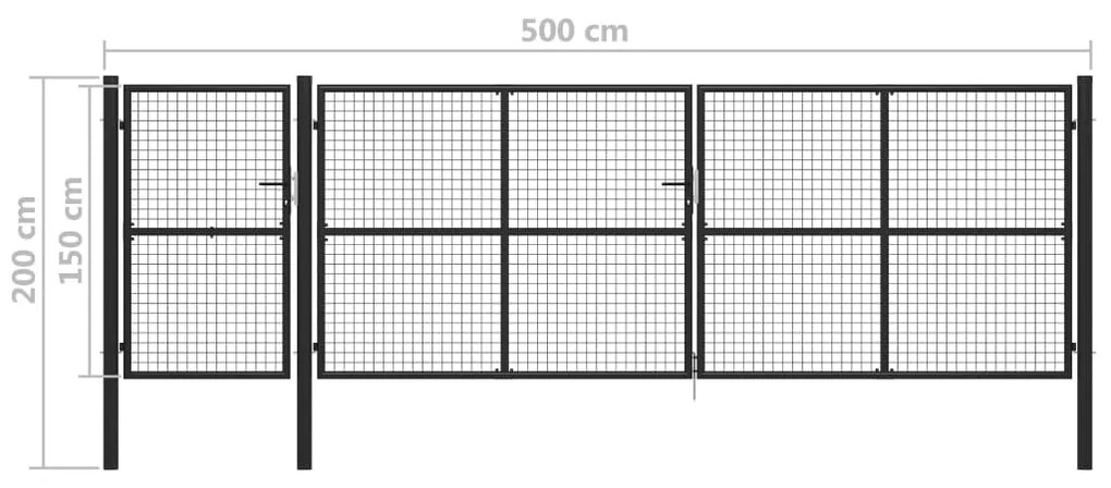 vidaXL Marketos Zahradní brána ocel 500 x 150 cm antracitová