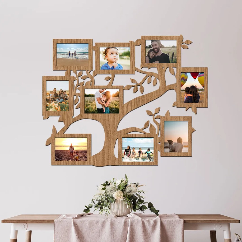 dřevo života Fotorámeček na zeď FAMILY Zvolte barvu dekoru: Černá, Zvolte velikost celého fotorámečku (cm): 96x76