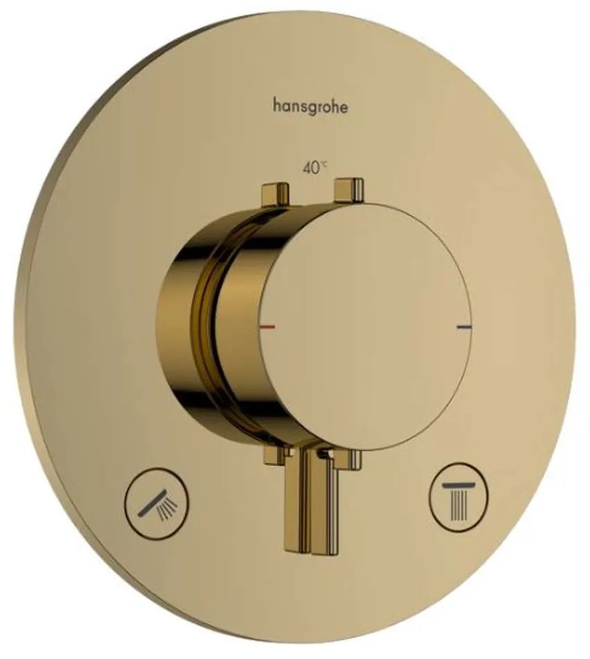 Hansgrohe Ecostat Comfort S - Termostatická baterie pod omítku, pro 2 spotřebiče, leštěný vzhled zlata 33715990