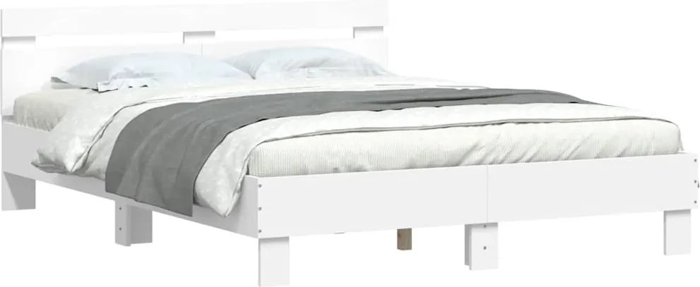 Rám postele s čelem a LED osvětlením bílý 150 x 200 cm 3207539