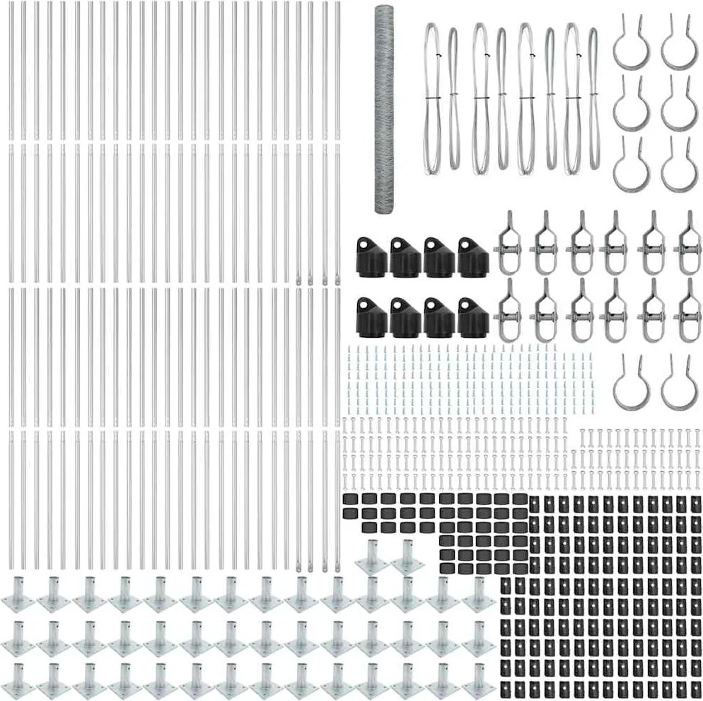 Hexagonální plot s betonovým základem 100 x 1,4 m Stříbrná 3353878