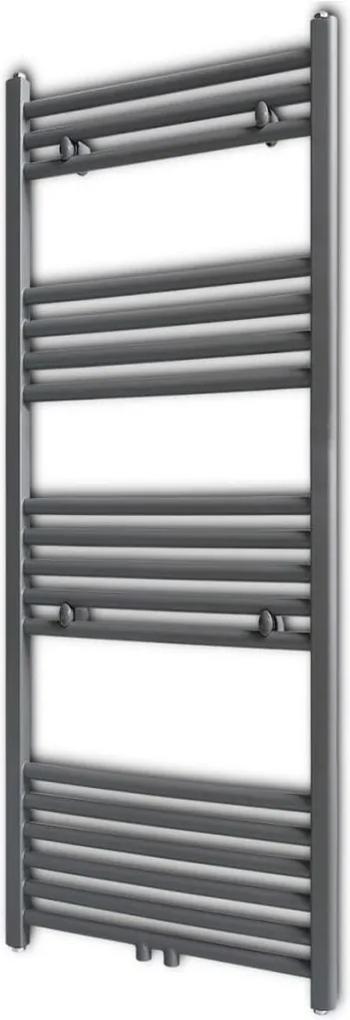 Žebříkový radiátor na ručníky - rovný - ústřední topení - šedý | 500x1160 mm