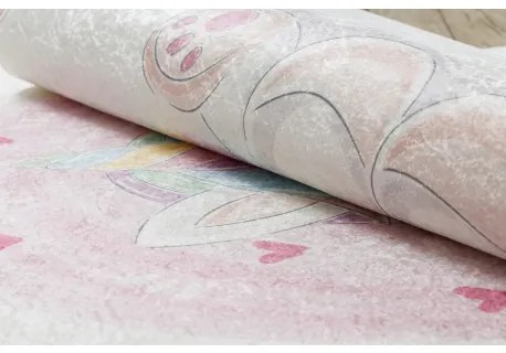 Dywany Luszczow Dětský kusový koberec BAMBINO 1128 pratelný Jednorožec, protiskluz, krém Rozměr koberce: 160 x 220 cm