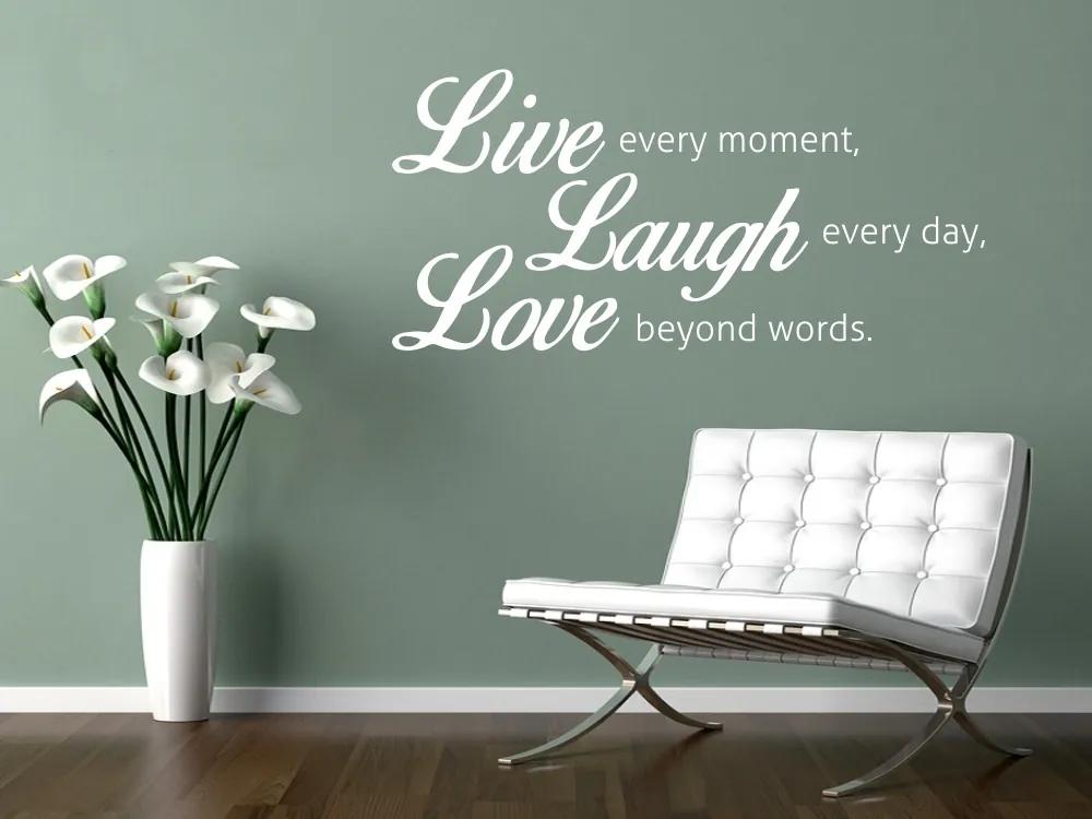 Samolepky na zeď - Live Laugh Love Barva: Bílá, Velikost: 100x47 cm