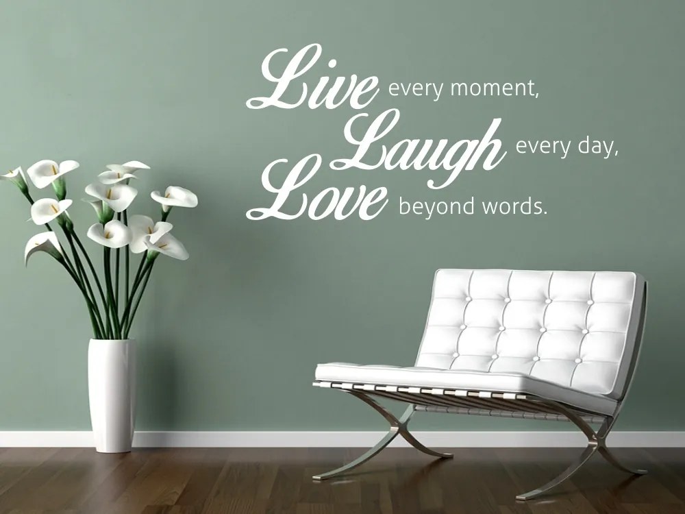 Samolepky na zeď - Live Laugh Love Barva: Bílá, Velikost: 120x57 cm
