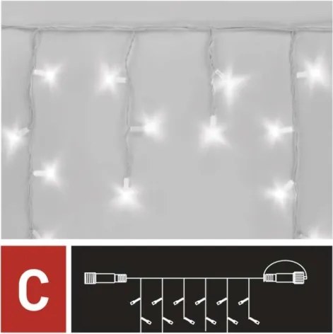 Propojovací vánoční řetěz bez zdroje EMOS Connecting D2CC02 ZY2158 50LED krápníky 3m studená bílá