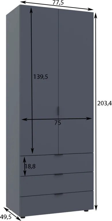 Skříň dvoudveřová Gelar 77.5 cm Grafit