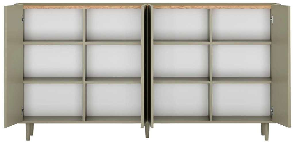 Komoda Elivo 200 cm na nožkách - eukalyptus / dub baltic dune