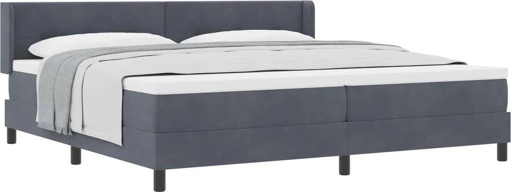 Postel s boxspringem s čelo Tmavě šedá 200 x 200 cm samet 3341487