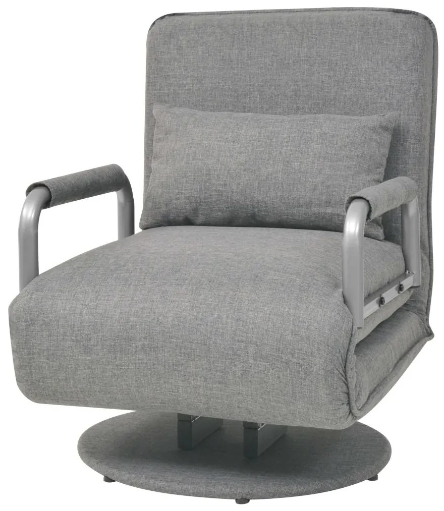 Otočné křeslo rozkládací světle šedé textil 244666