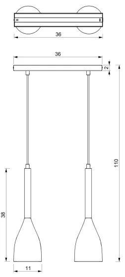 Lustr na lanku MUZA 2xE27/60W/230V