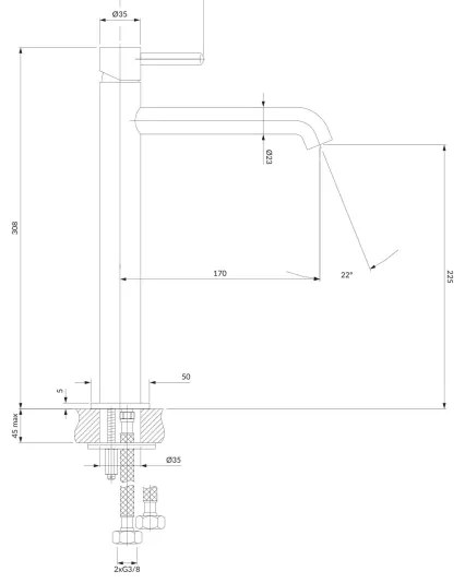 OMNIRES Y1212CR - Umyvadlová baterie Y 30,8 cm lesklý chrom