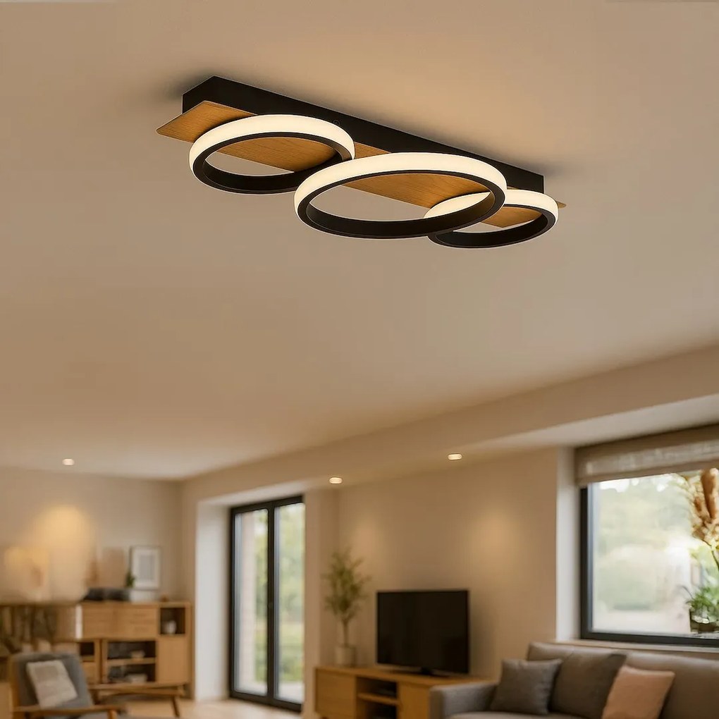 Stropní LED svítidlo Rowena, 3x LED 18w, 4000k, b/imitace dřeva