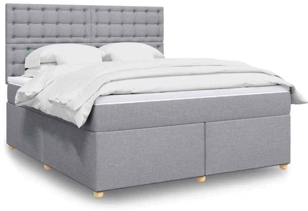 Box spring postel s matrací světle šedá 180 x 200 cm textil 3291373