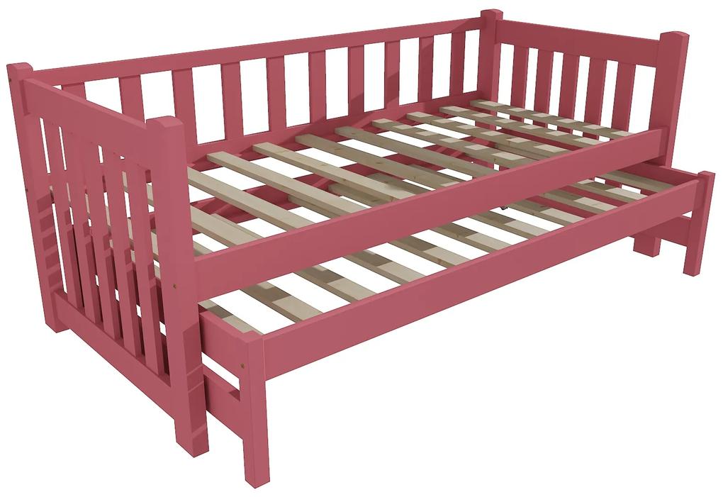 Vomaks Dětská postel s výsuvnou přistýlkou DPV 002 Rozměr: 90 x 200 cm, Barva: barva růžová
