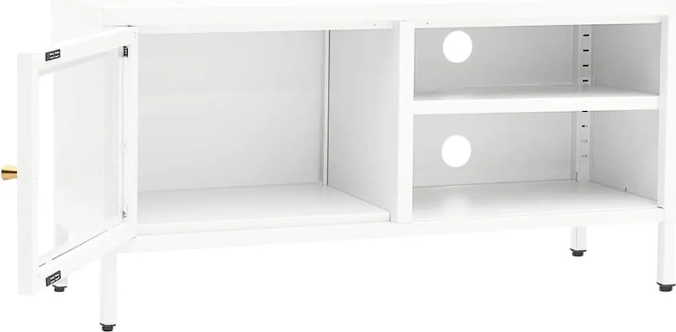 TV stolek bílý 90 x 30 x 44 cm ocel a sklo 336056