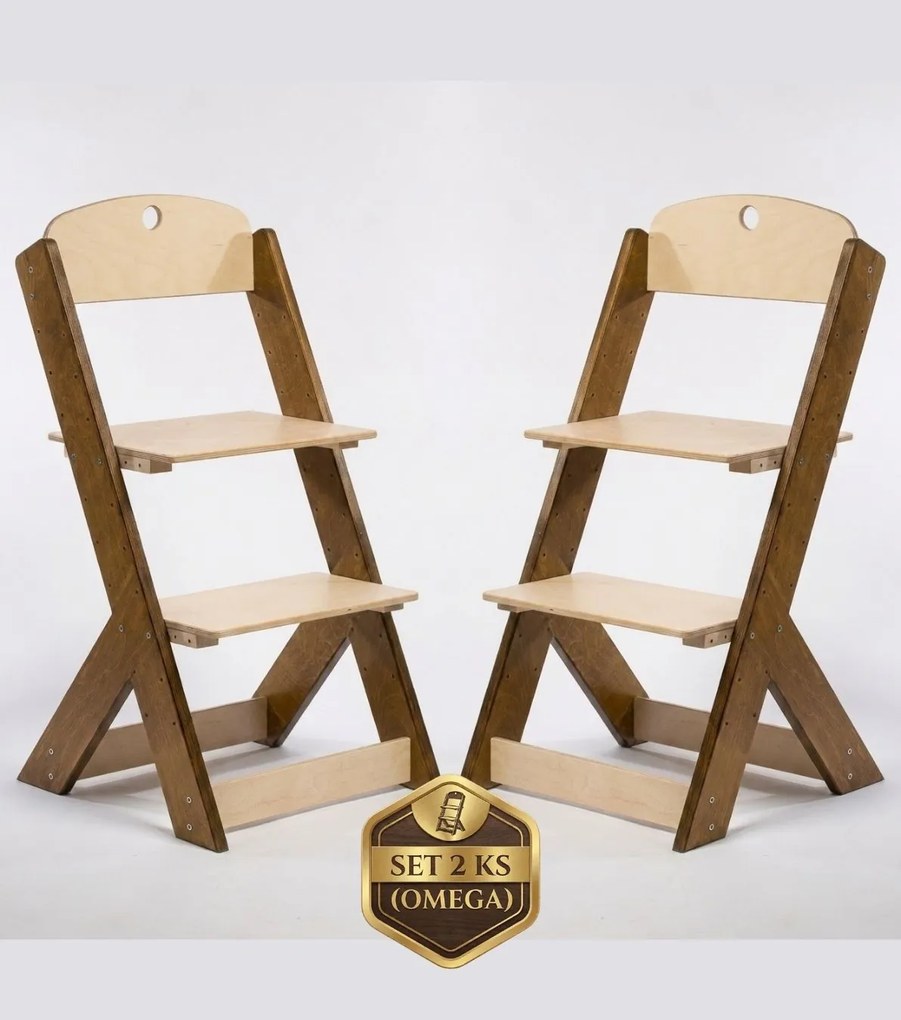 Lucas Wood Style - rostoucí židle OMEGA III zvýhodněný set 2 ks - kaštan +  kaštan
