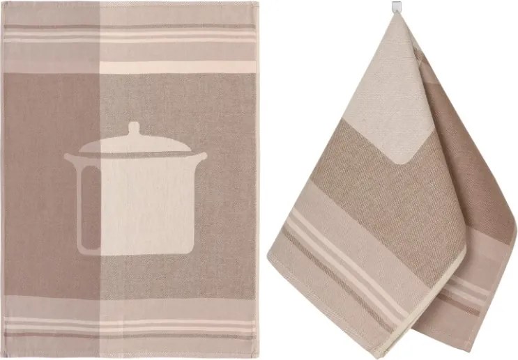 Bellatex Kuchyňská utěrka 1 ks 50x70 cm Hrnec Béžová,Hnědá