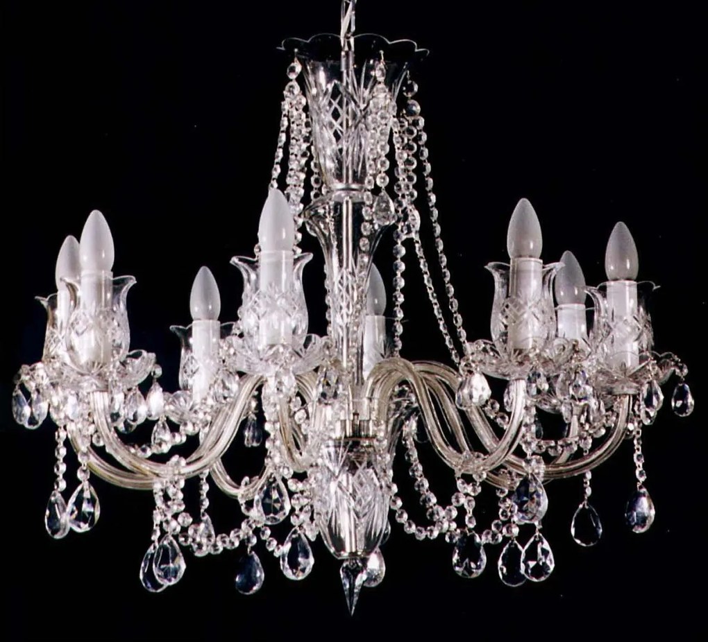 8 Arms Crystal chandelier with hand cut glass tulips &amp; smooth arms