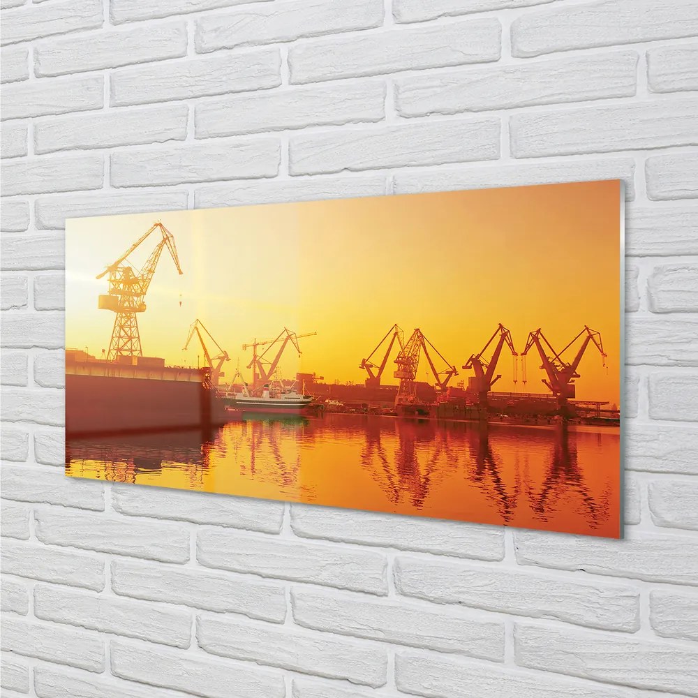 akrylový obraz Gdaňsku svítání 125x50 cm