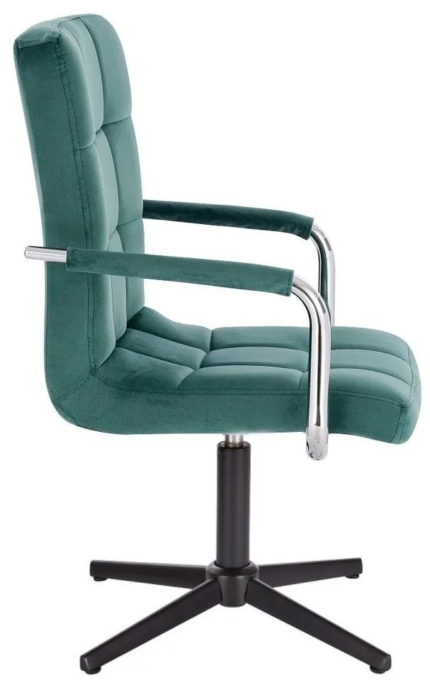 LuxuryForm DESIGN Otočná židle VERONA VELUR na černém kříži - zelená