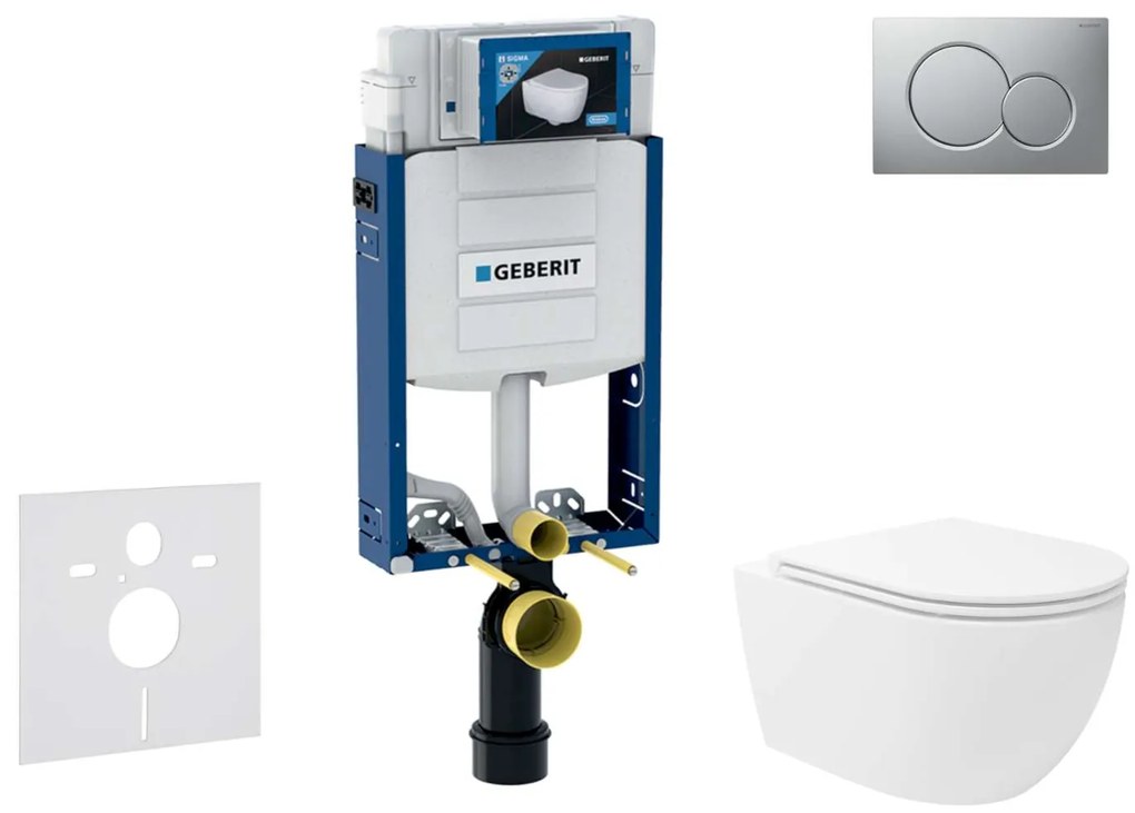 Geberit Kombifix - Set předstěnové instalace, klozetu Oudee Vortex a sedátka softclose, tlačítko Sigma01, lakovaný matný chrom SANI15CA1137