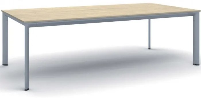 Jednací kancelářský stůl PRIMO INVITATION, 240x120 cm, šedostříbrná podnož, dub přírodní
