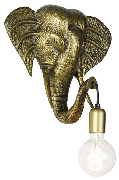 Vintage nástěnná lampa zlatá - slon