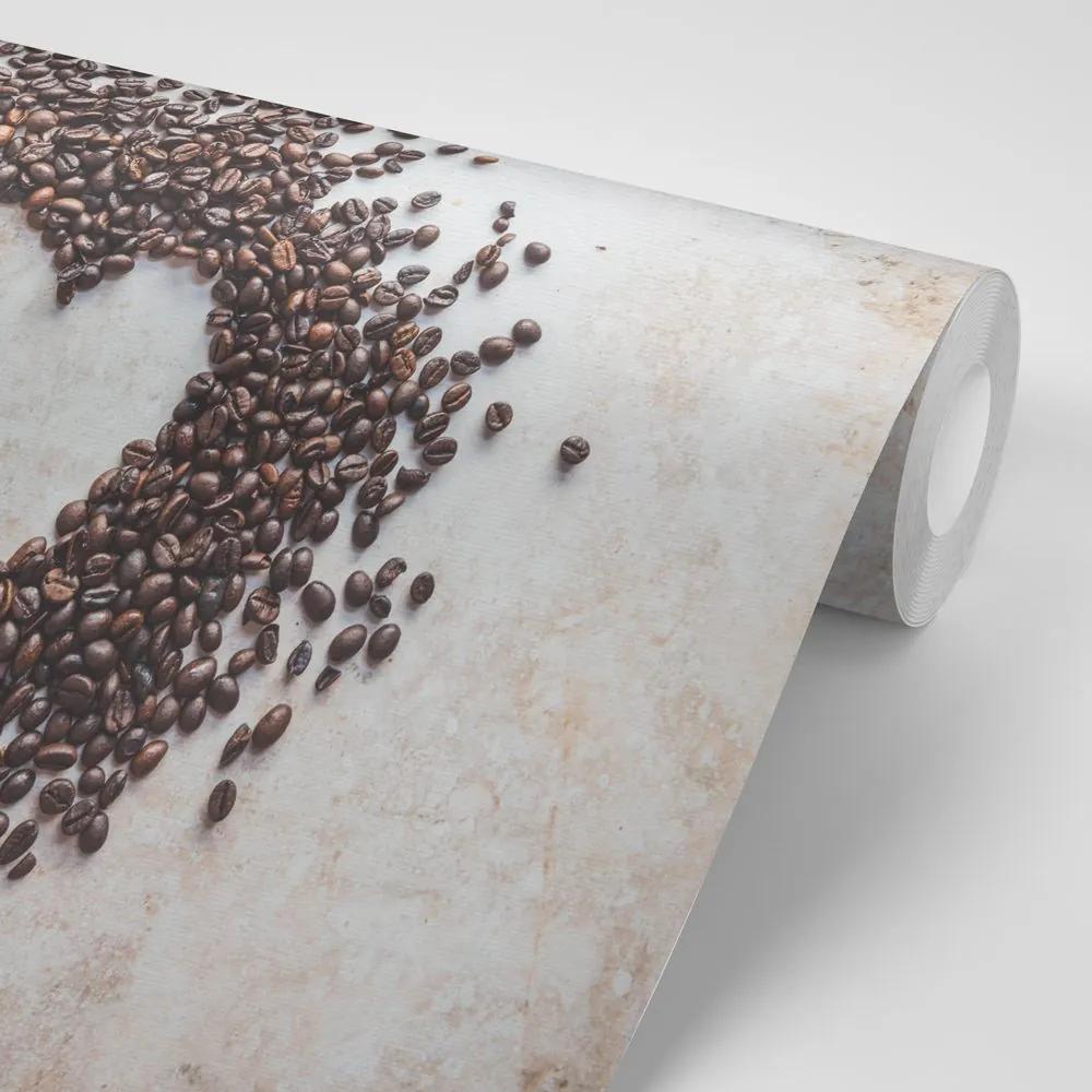 Samolepící fototapeta srdce z kávových zrn