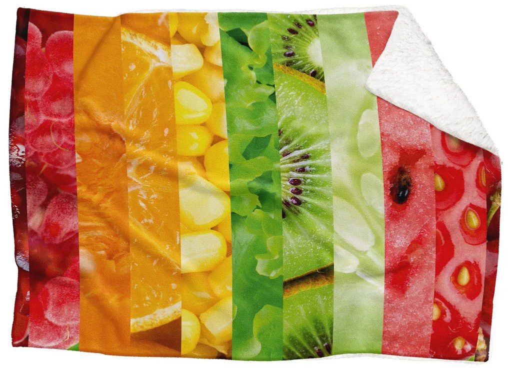 IMPAR Fleecová deka Koláž ovoce 150x120 cm (Rozměr : 200 x 140 cm, Podšití beránkem: ANO)