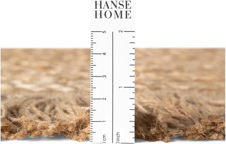 Oboustranný/ručně tkaný jutový kulatý koberec v přírodní barvě ø 150 cm Nuru – Hanse Home