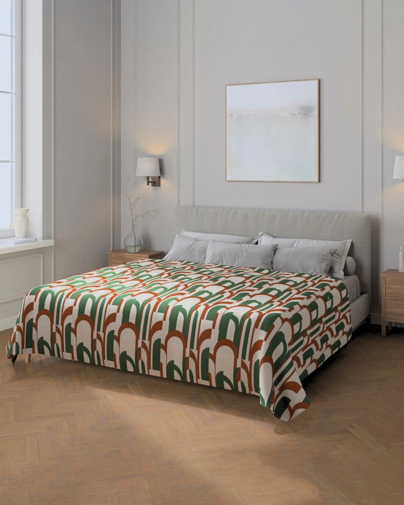 Přehoz na postel 220x260 cm barva zelená látka pletený vzor, vzorované