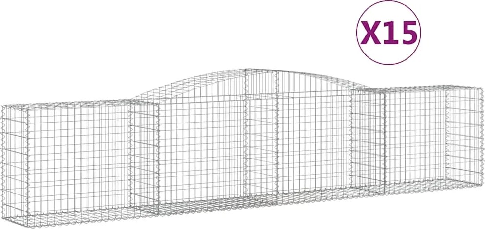 Klenuté gabionové koše 15ks 400x50x80/100 cm pozinkované železo 3146992