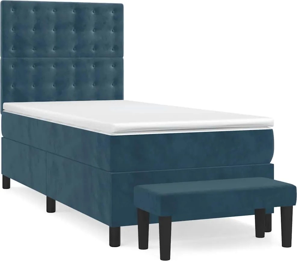 Box spring postel s matrací tmavě modrá 80 x 200 cm samet 3138053