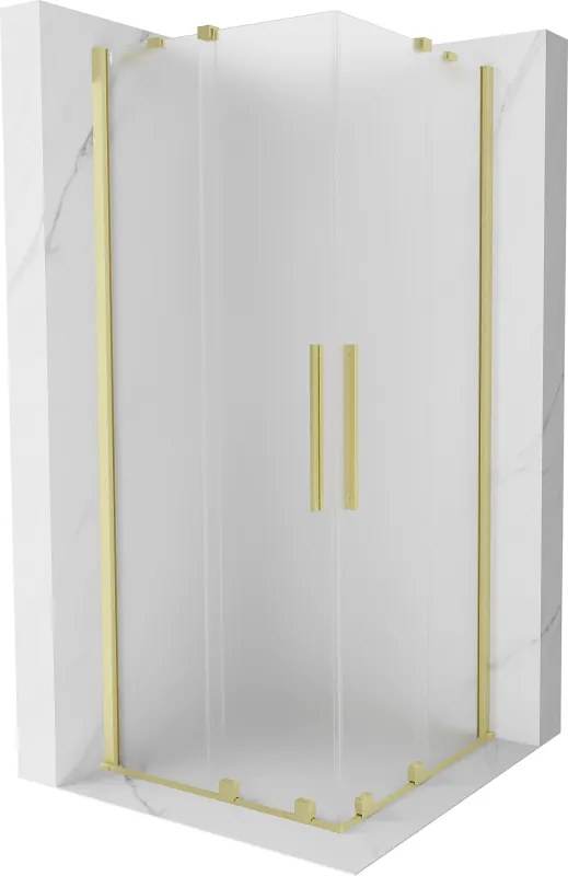 Mexen Velar Duo, sprchový kout s posuvnými dveřmi 80 x 80 cm, 8mm sklo námraza, zlatá matná, 871-080-080-32-55
