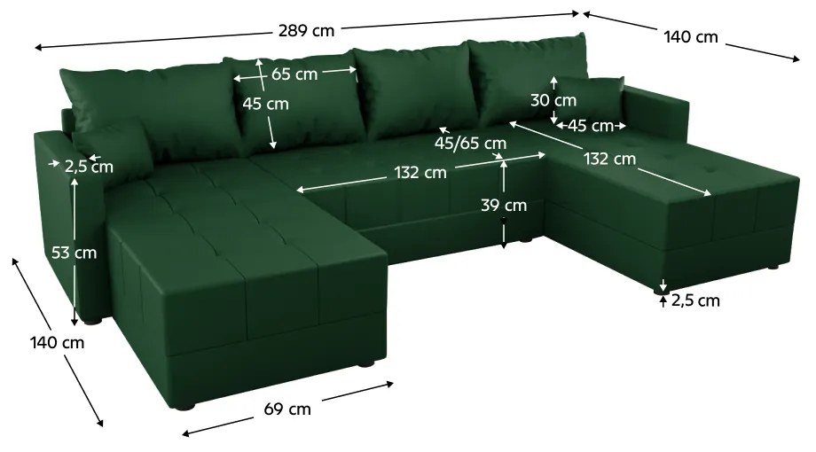 Kondela Univerzální sedací souprava, zelená, DUAN U UNI