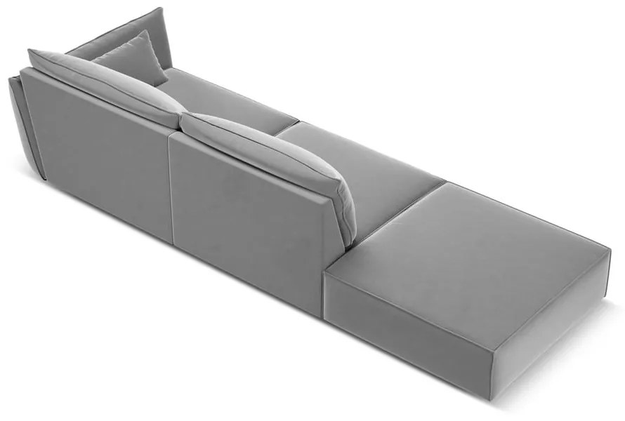 Světle šedá sametová pohovka pravý roh 264 cm Vanda – Mazzini Sofas