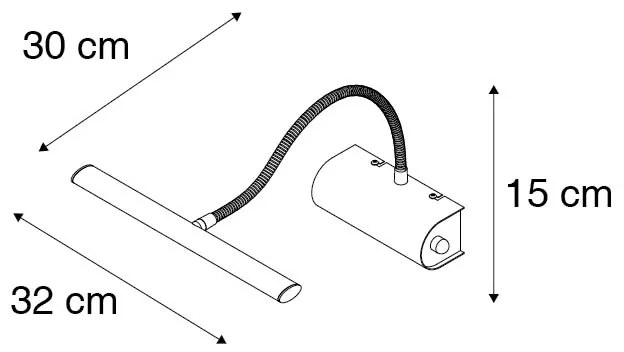Designová nástěnná lampa černá 32 cm vč. LED se stmívačem - Tableau