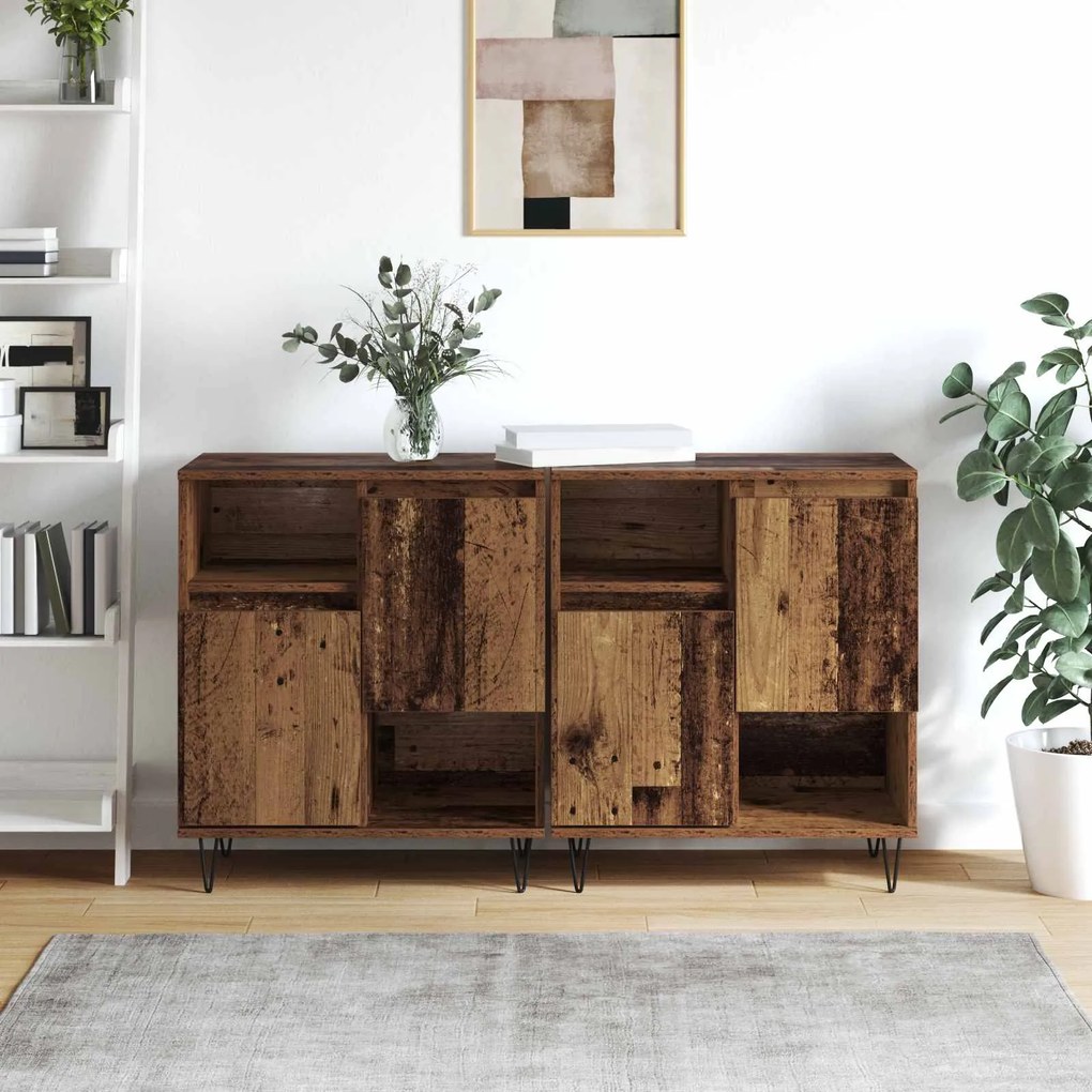 Servírovací skříň 2 ks Staré dřevo 60 x 35 x 70 cm 3394548