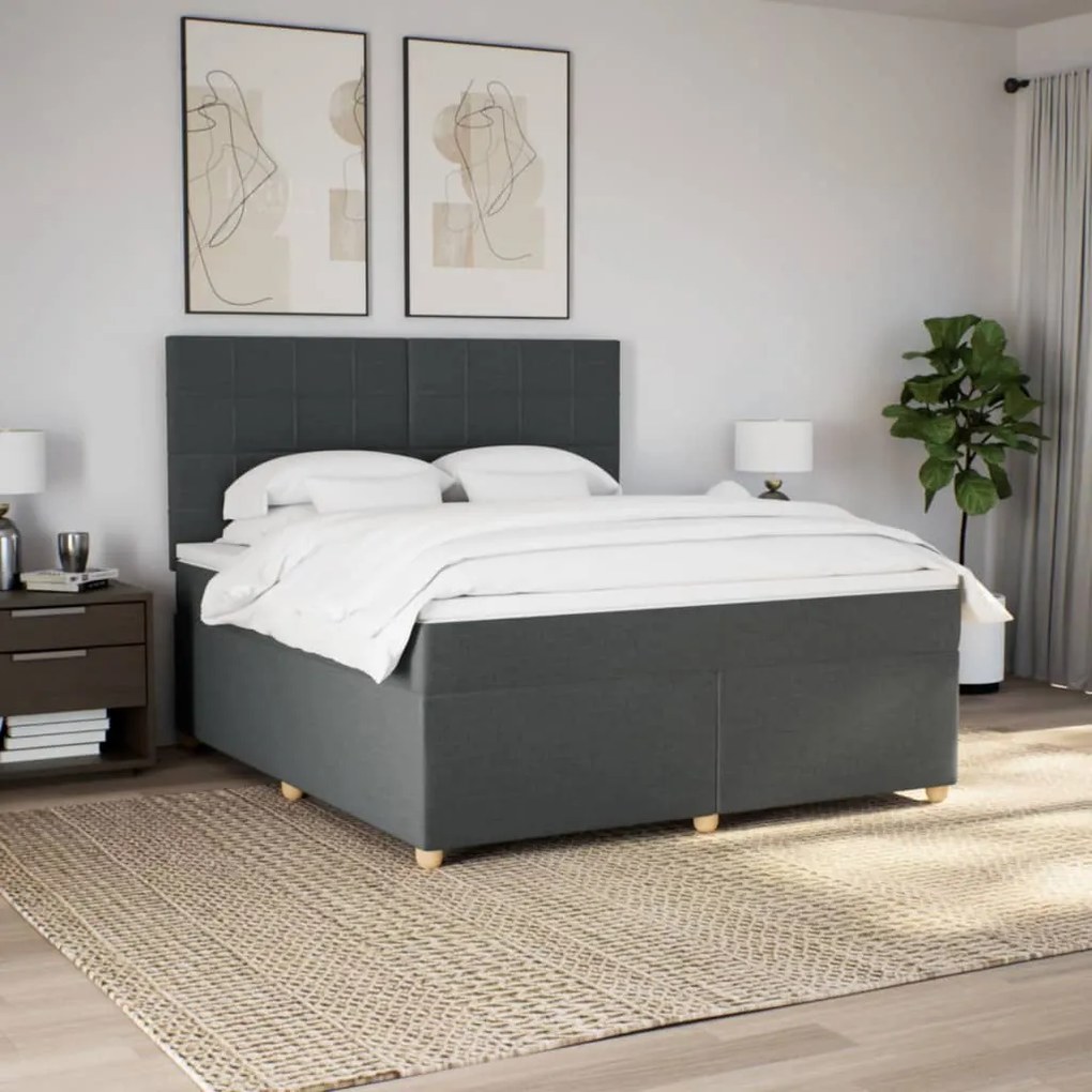 Box spring postel s matrací tmavě šedá 180x200 cm textil 3293660