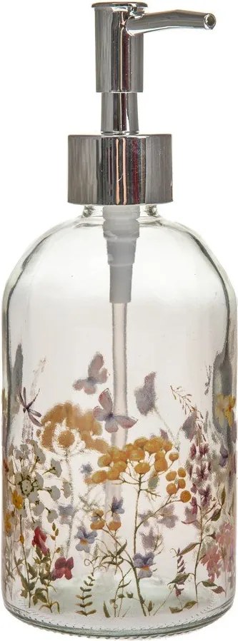 Skleněný dávkovač mýdla 390 ml Flowers – Dakls