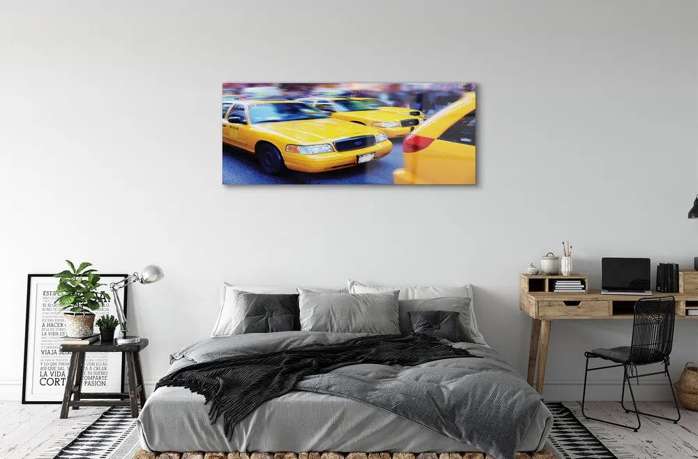 akrylový obraz Žlutá taxi City 120x60 cm