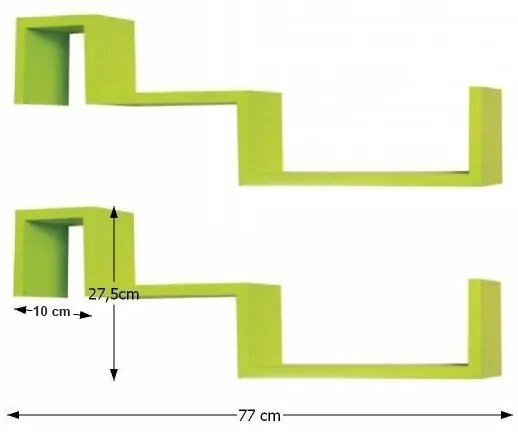 Sada 2 polic, MDF foliovaná, zelená, FRI NEW