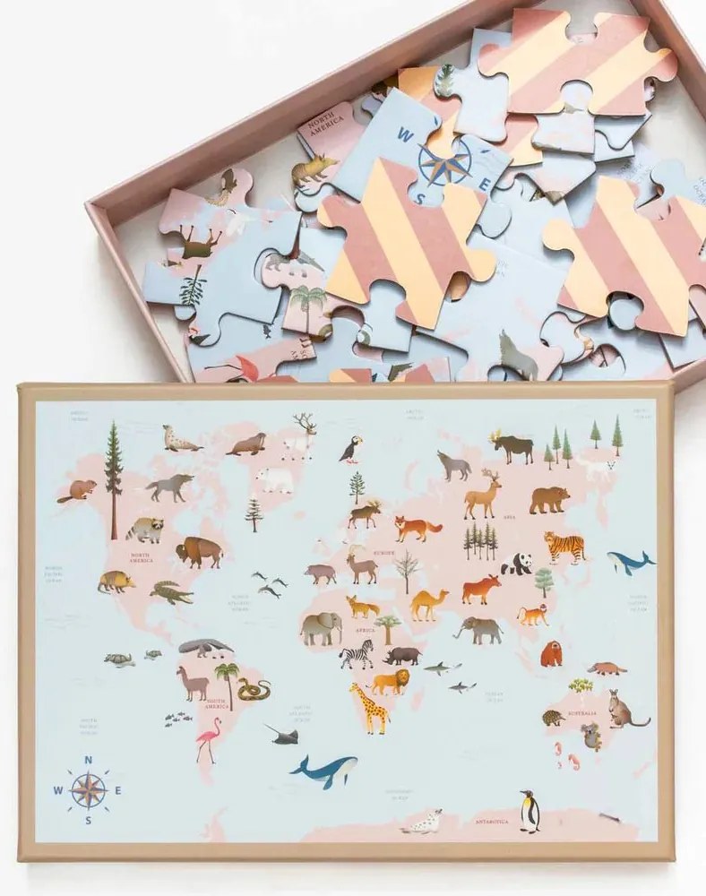 Dětské puzzle World Map Animal 42 dílků ViSSEVASSE